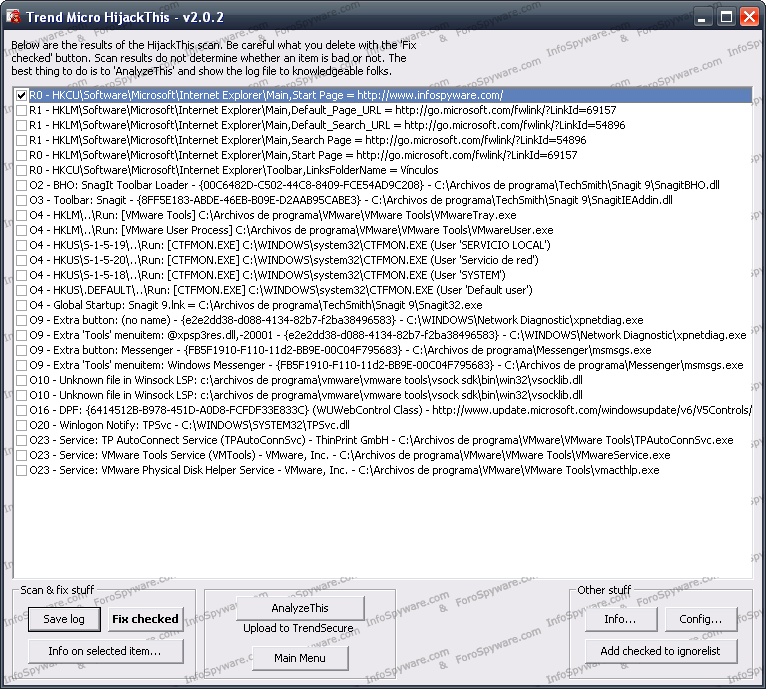 HijackThis v2.10 | InfoSpyware